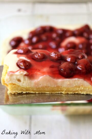 Lemon Cherry Cheesecake With Lemon Crust - Baking With Mom