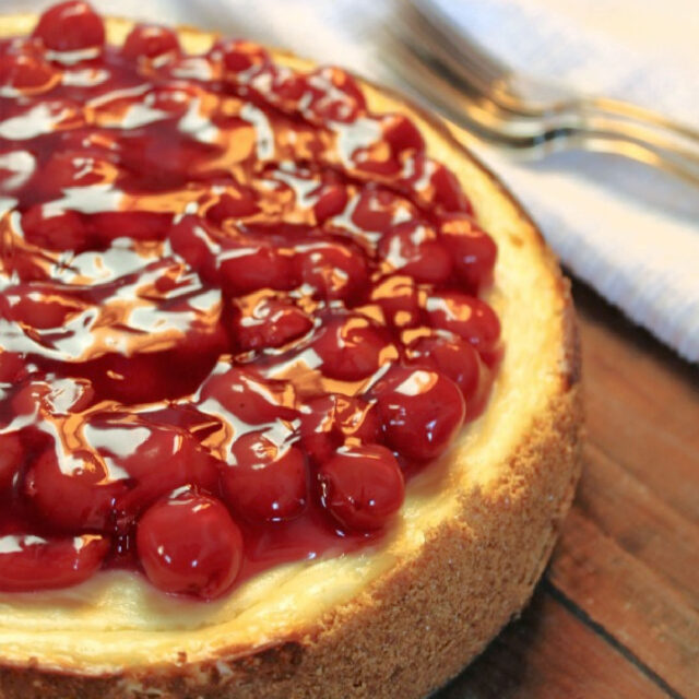 Classic Baked Cherry Cheesecake - Baking With Mom