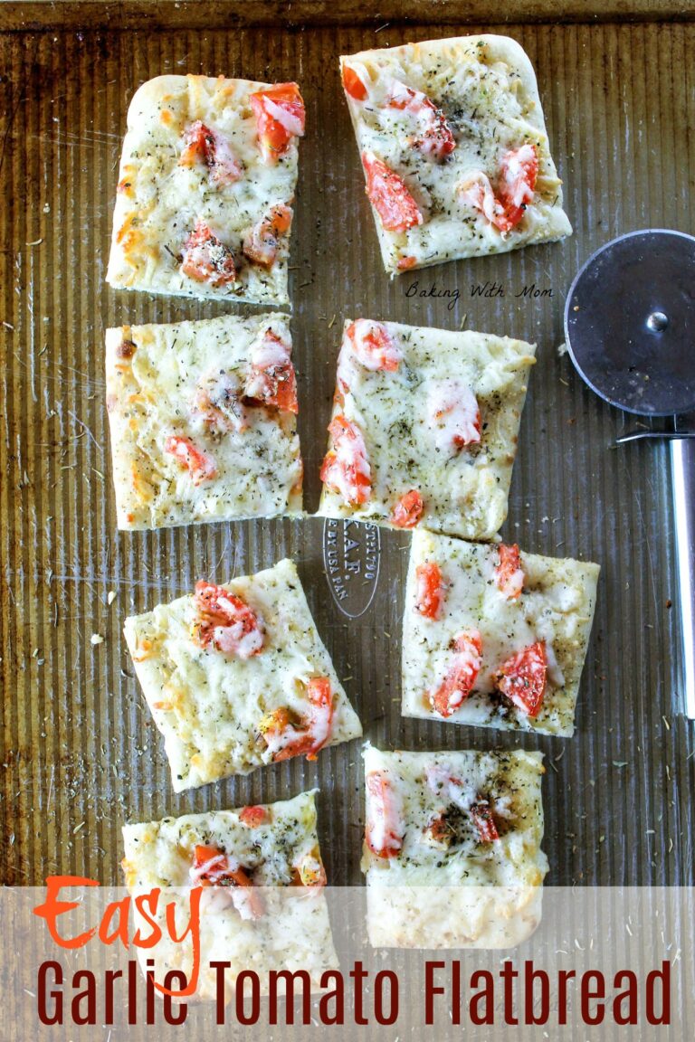 Easy Garlic Tomato Flatbread - Baking With Mom
