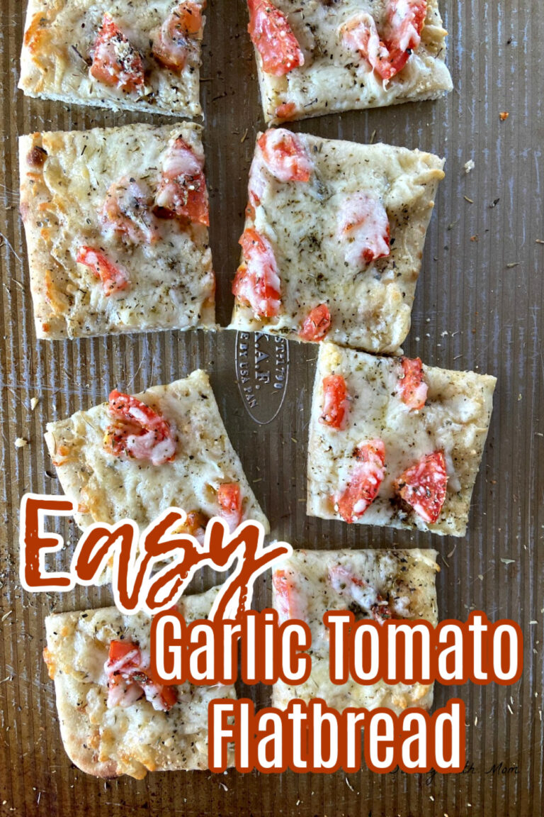 Easy Garlic Tomato Flatbread - Baking With Mom
